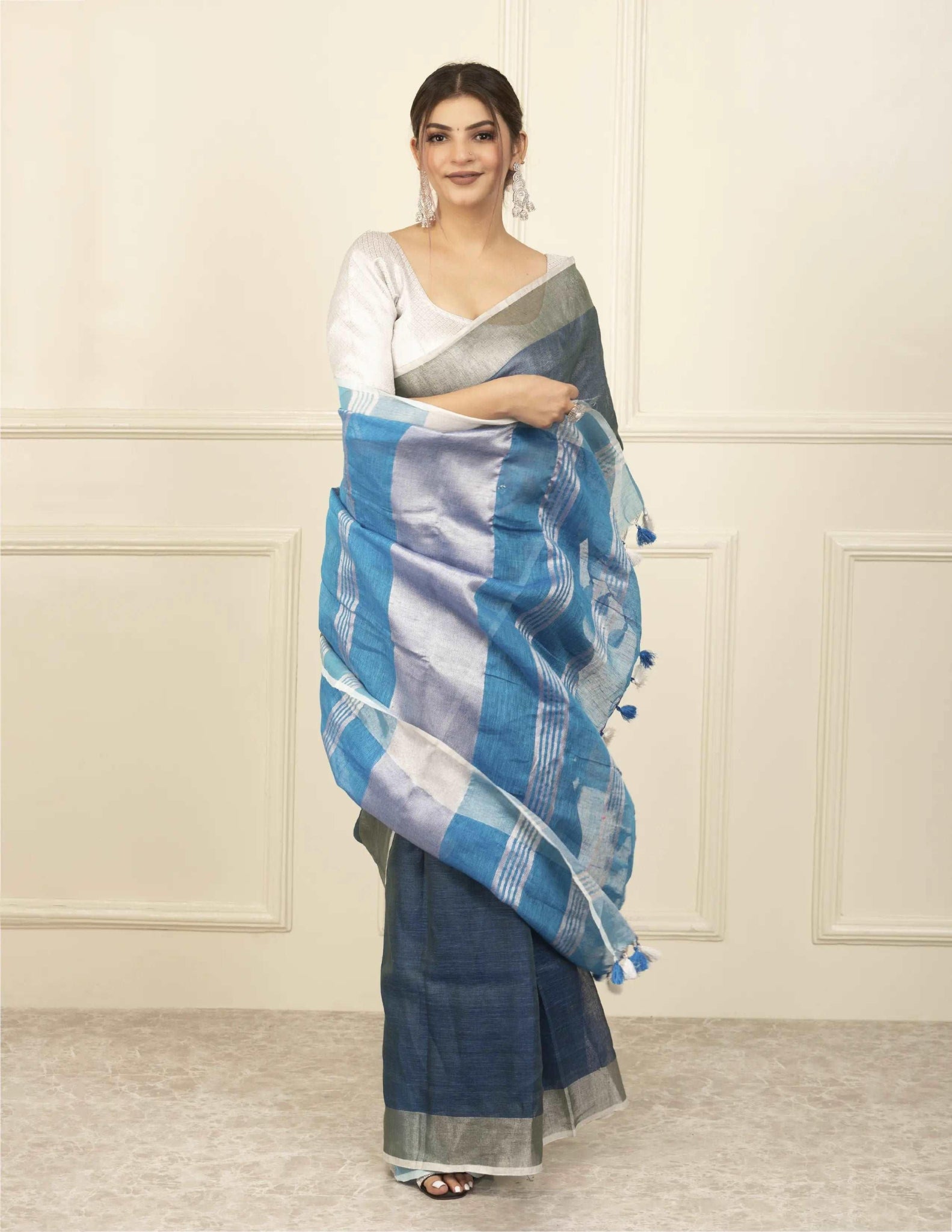 Buy Pure Linen Saree Online | Indidha